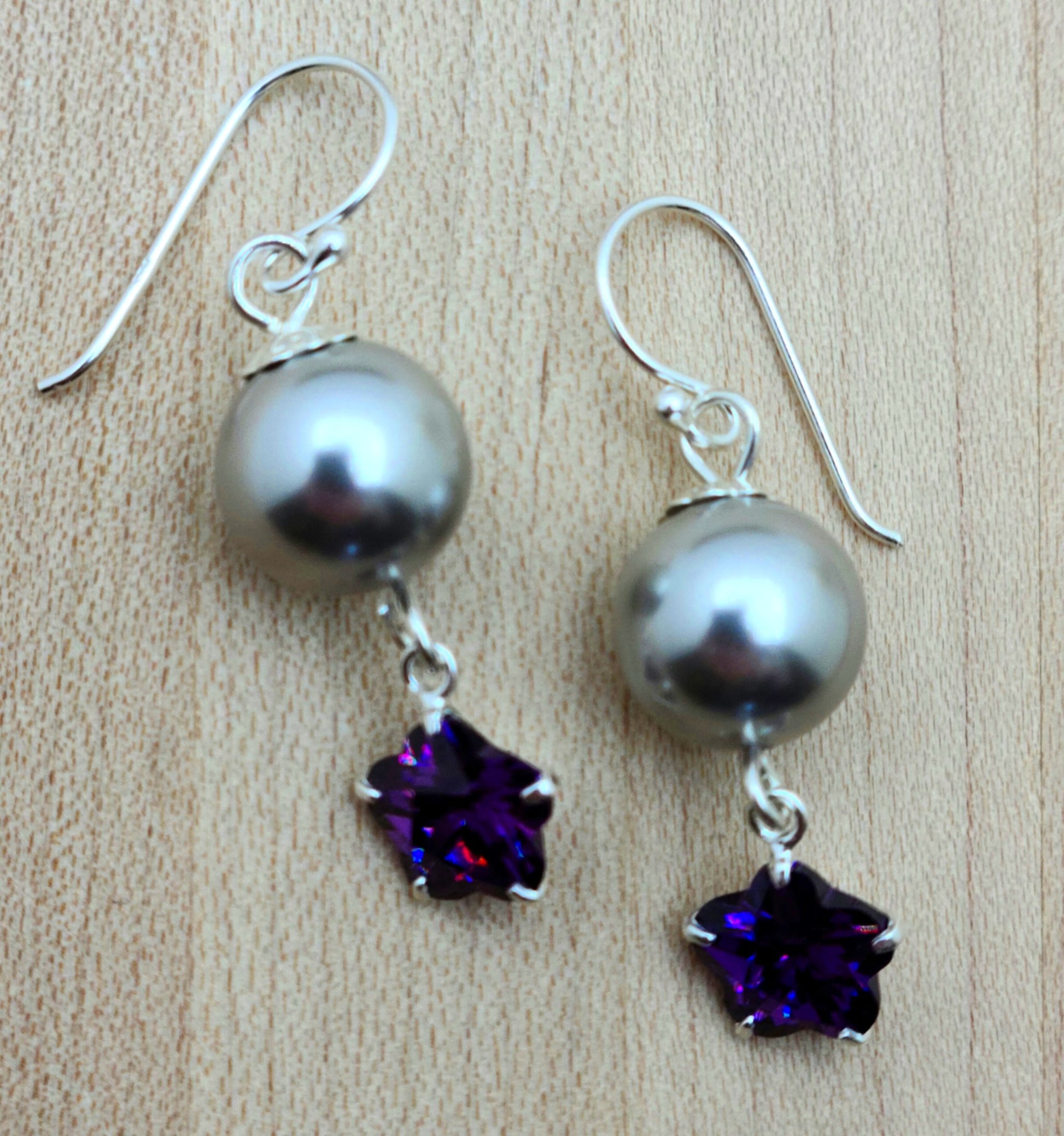 Purple CZ Flower Earrings – M'Lady Creations